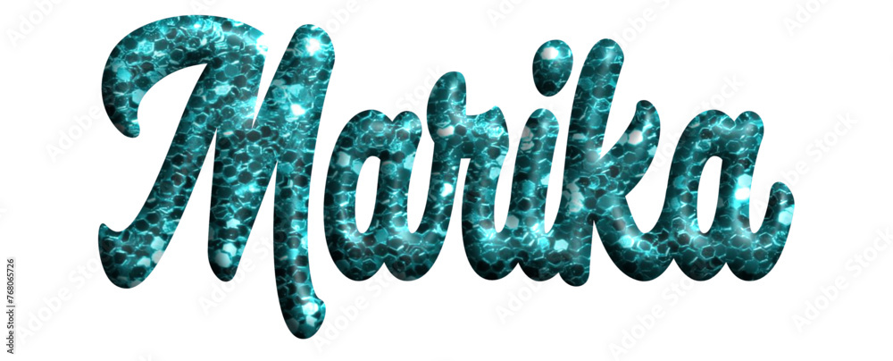 Marika - glitter light blue, fabric style - name - three-dimensional ...