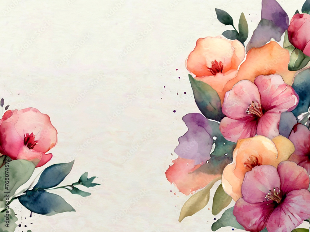 Watercolor flower border frame background Stock Illustration | Adobe Stock