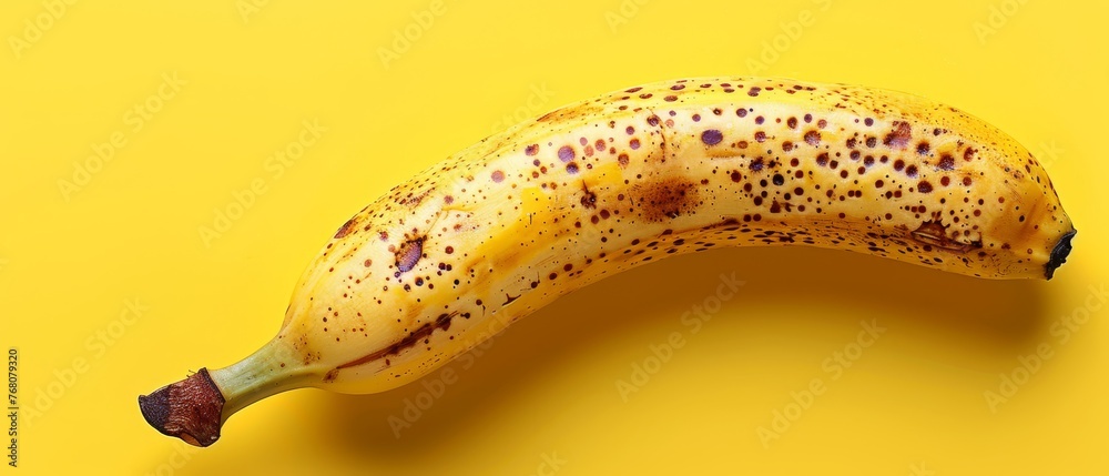 Yellow background, spotty pattern on top of close-up banana Stock ...