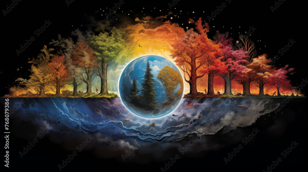 An artistic representation of the earth’s axial shift over time ...