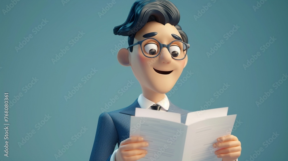 3D character of a first jobber in business attire engaging with ...