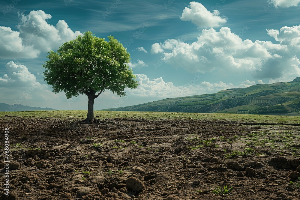 This conceptual image portrays the stark difference between a thriving ...