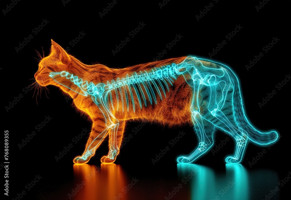 Illuminated visualization of a cat's anatomy: detailed x-ray ...