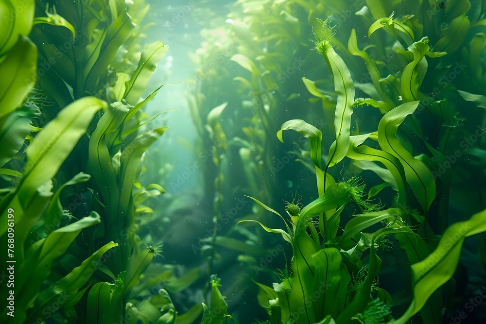Lush seaweed algae thriving in aquaculture farm promising sustainable ...