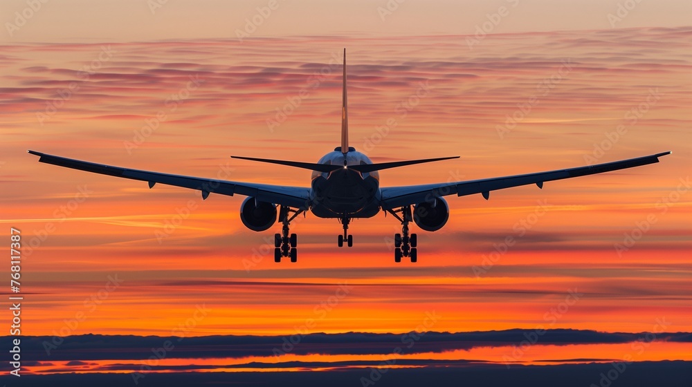 A Jetliner Takes Flight at Sunset, Landing Gear in Sight - The ...