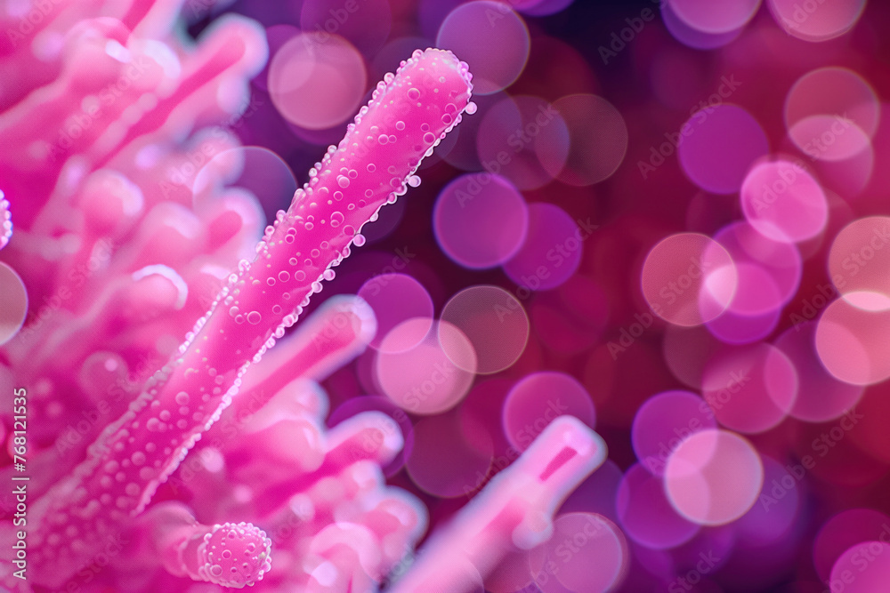 A microscope-inspired image showing pink bacteria highlighted by a ...