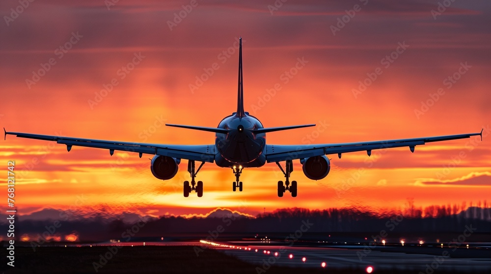 A Jetliner Takes Flight at Sunset, Landing Gear in Sight - The ...