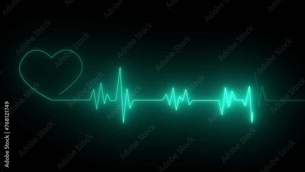 Neon line heartbeat.Seamlessly loop electrocardiogram medical screen with a graph.Heartbeat ...