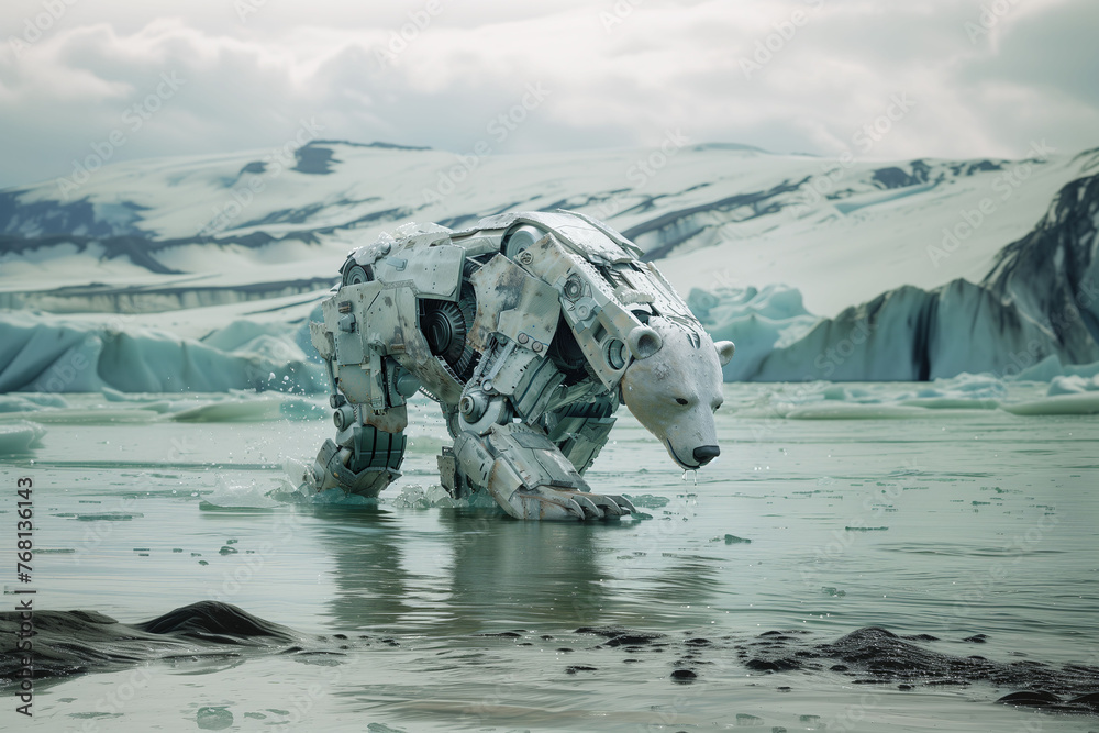 Robot polar bear in Alaska, the creation of extinction of wildlife ...
