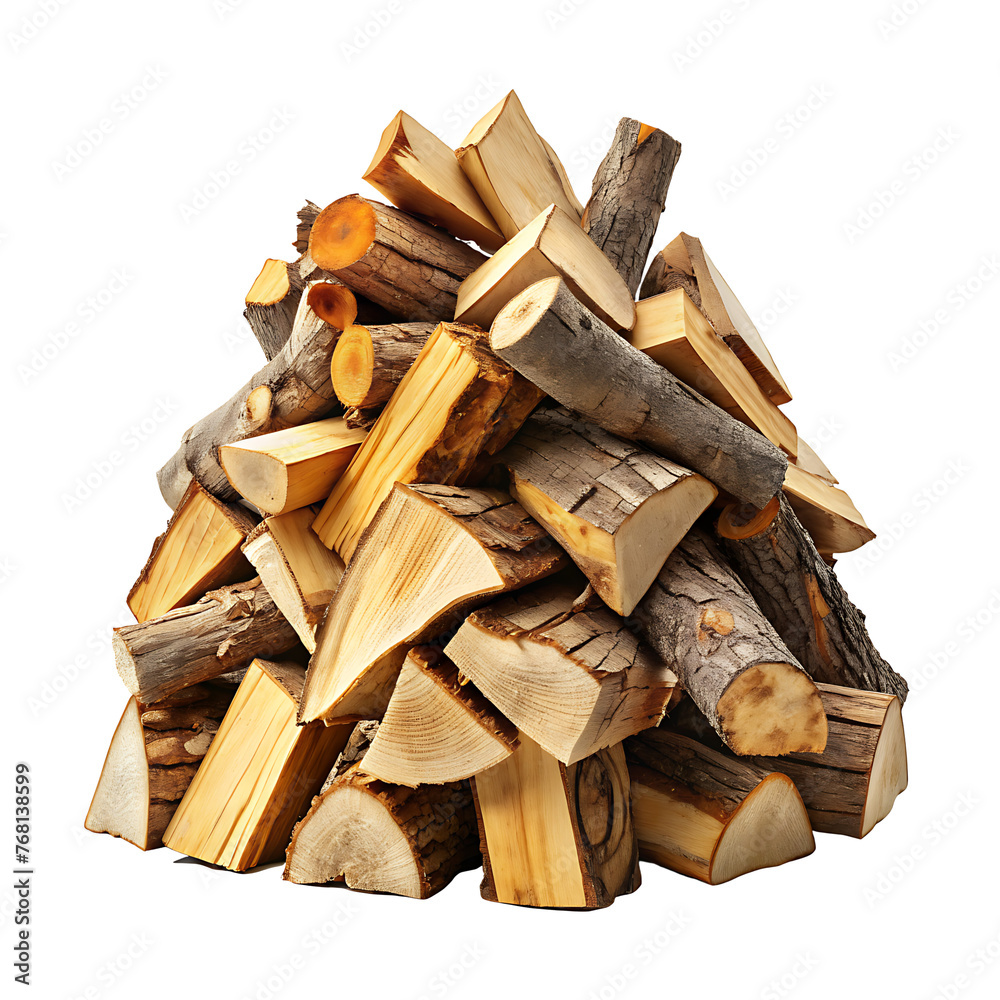 Stack of firewood close-up, isolated on a transparent background. Stock ...