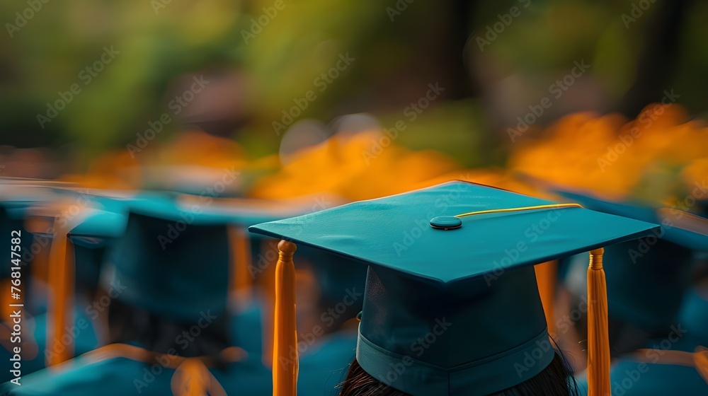 Successful graduation from university, Rear view of university ...