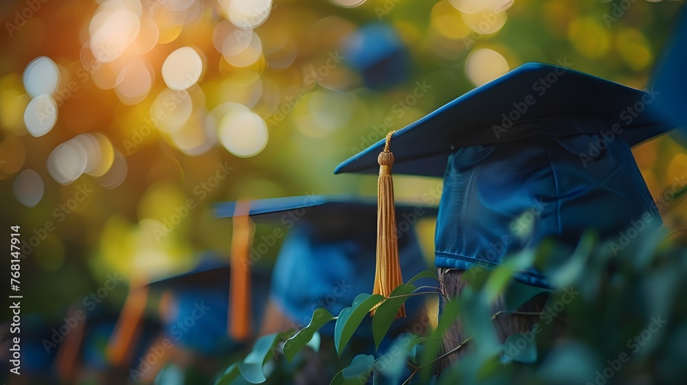 Successful graduation from university, Rear view of university ...