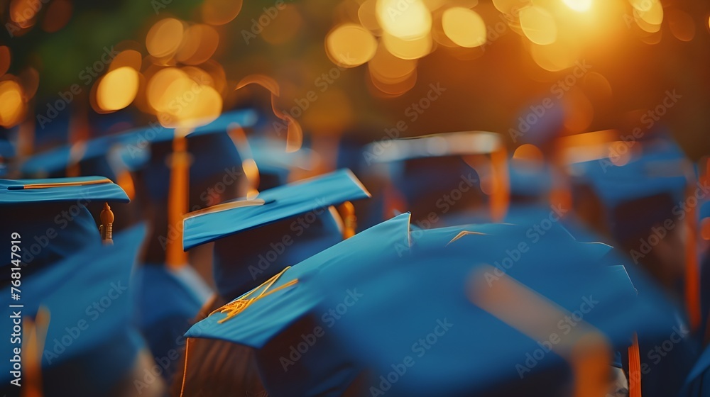 Successful graduation from university, Rear view of university ...