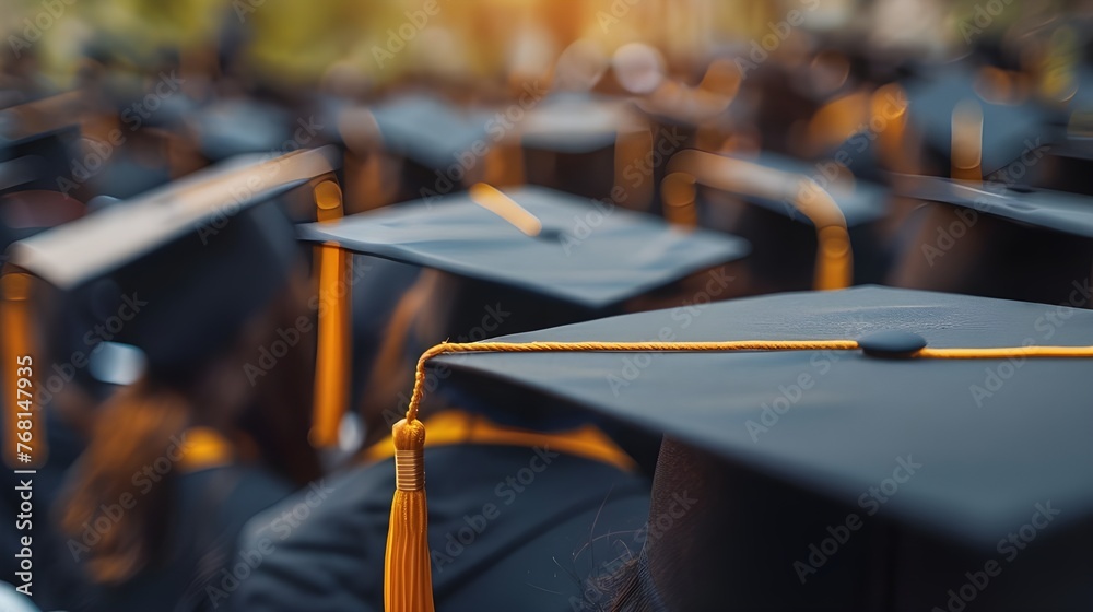 Successful graduation from university, Rear view of university ...