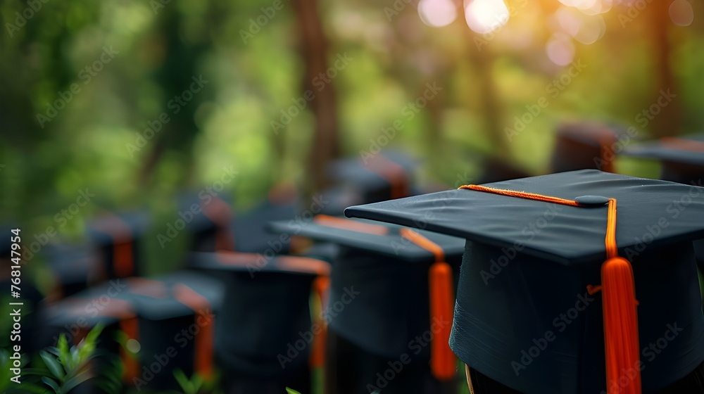 Successful graduation from university, Rear view of university ...