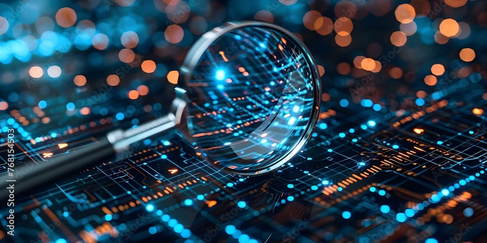Examining digital data with a magnifying glass for cybersecurity ...