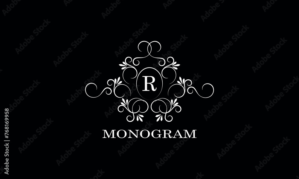 Monogram design template for one or two letters, for example R. Wedding ...