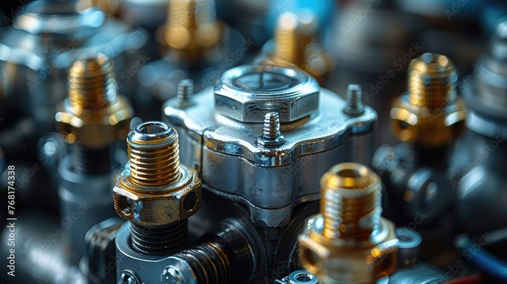 Cinematic photography of a car's fuel pressure regulator, its compact ...