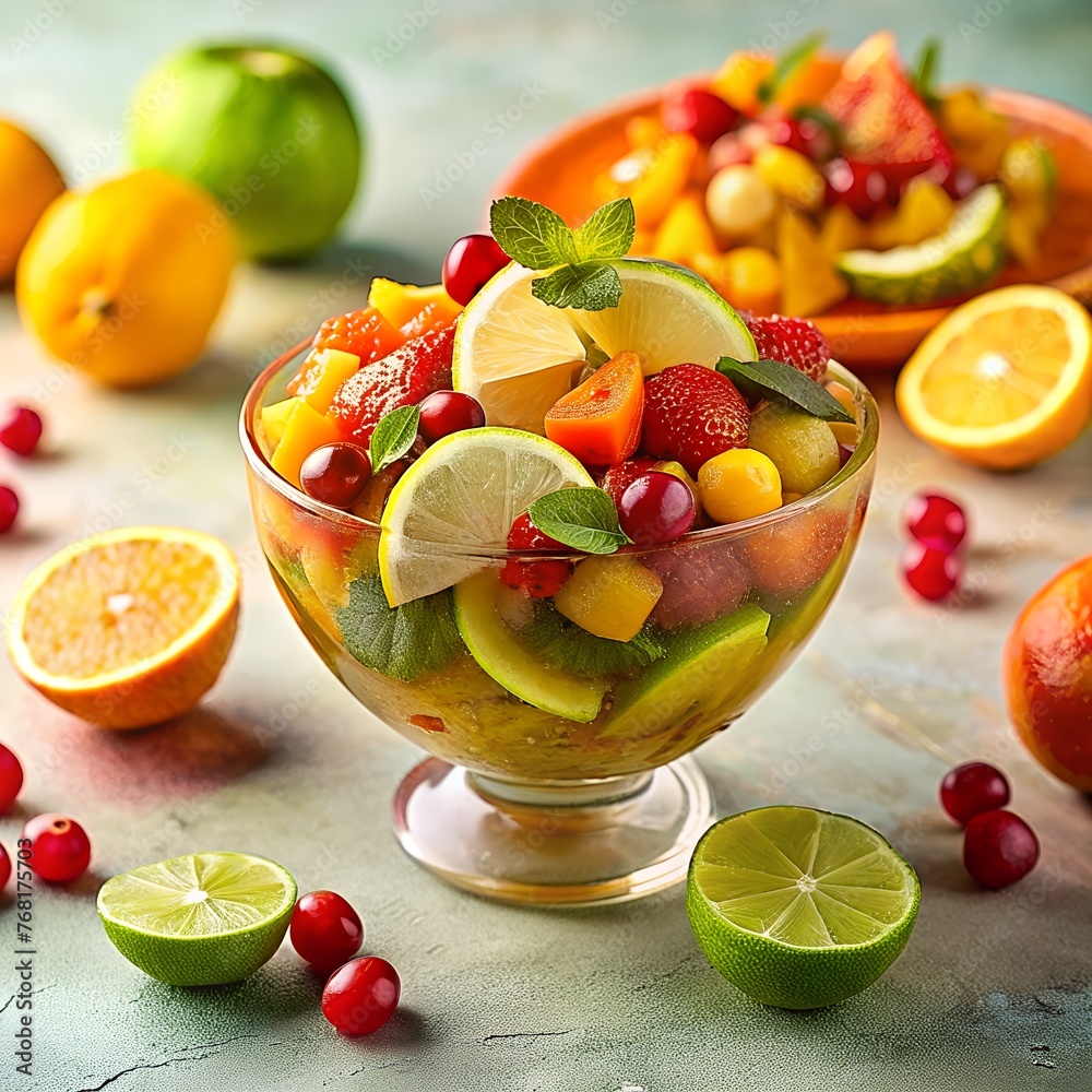 Savor the exotic flavors of a refreshing fruit chaat, bursting with the ...
