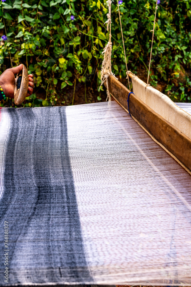 Ethiopia, in a Dorze village a traditional weaving mill. Stock Photo ...