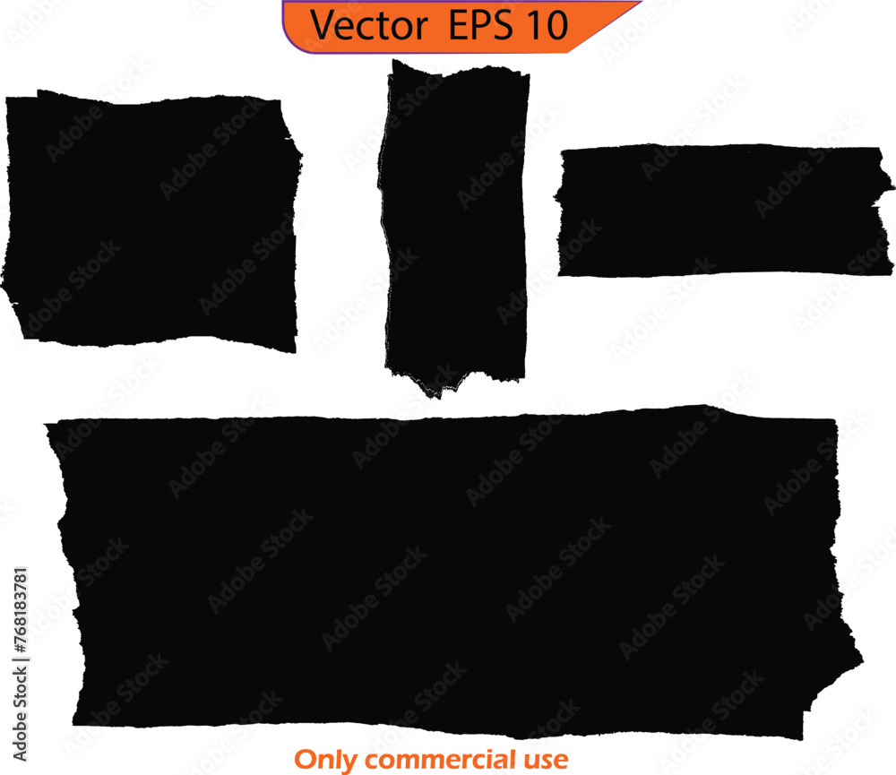 Black paint, text boxes. Vector paintbrush set. Grunge design elements ...