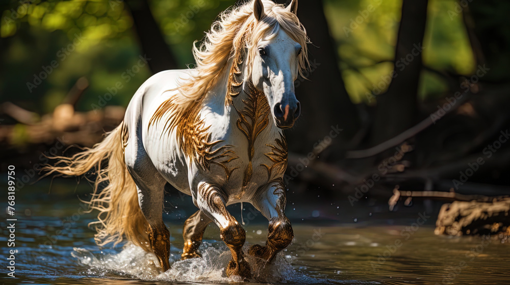 An impressive stallion, with a noble, exquisite look, like a crown of ...