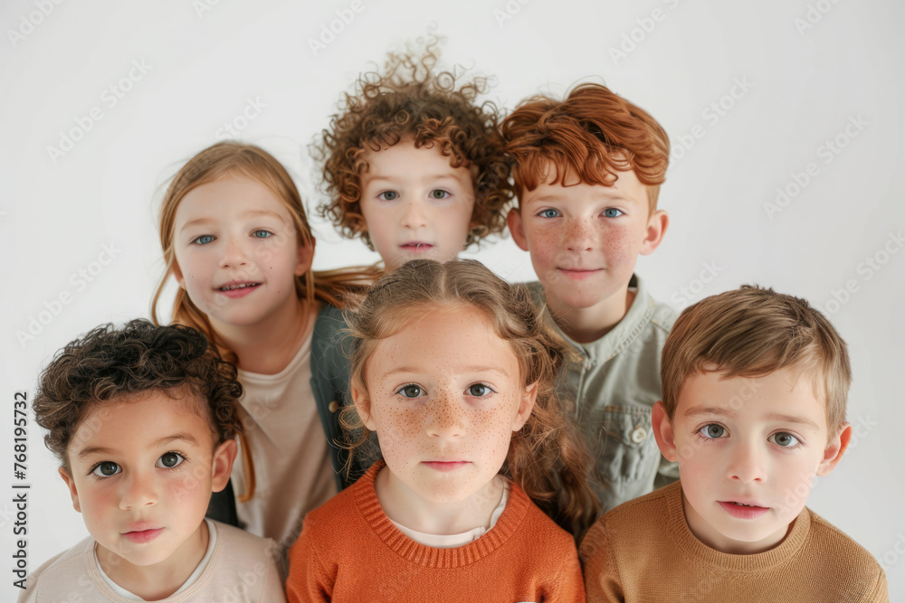 Group of happy children on white background. Kids posing side by side ...