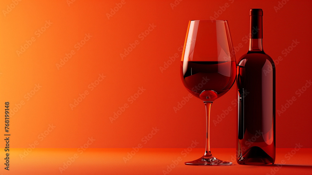 Bottle of wine and wine glass concept background design. Alcohol drink ...