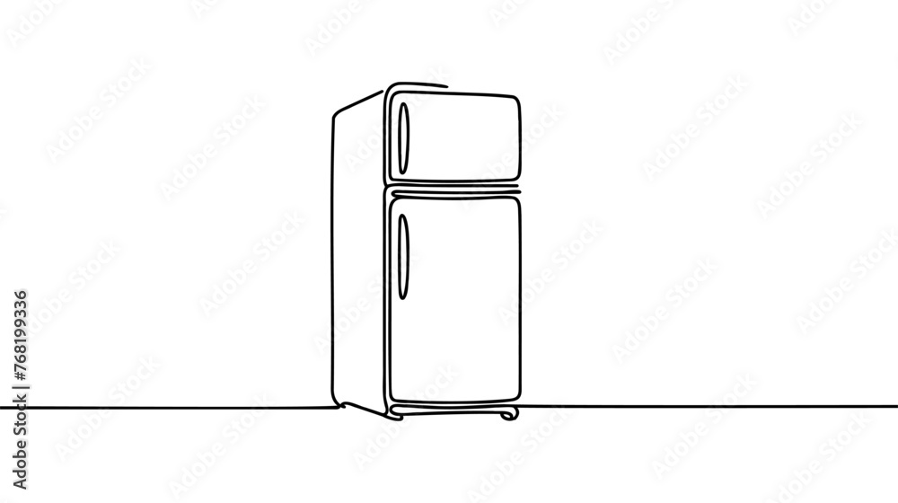 One single line drawing of refrigerator home appliance. Electricity ...