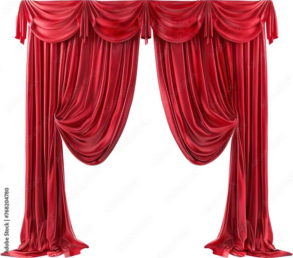 Elegant red stage curtains on transparent background, cut out Stock ...