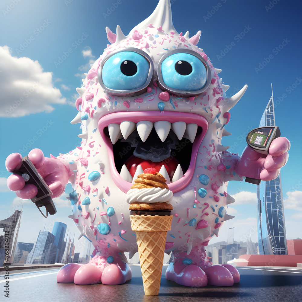 Captivating Futuristic Ice Cream Monster. Witness a futuristic ice ...