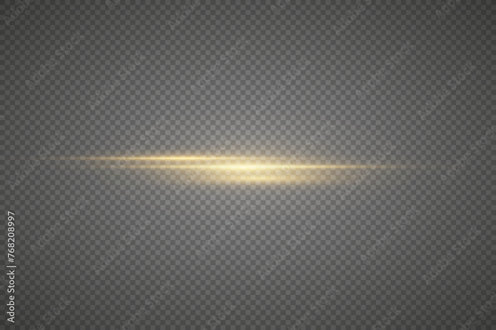 Pack of yellow horizontal highlights. Laser beams, horizontal light ...