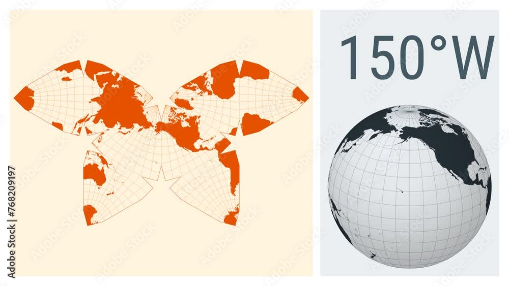 World Map Animation. Steve Waterman butterfly projection. Solid color style. Animated world map ...