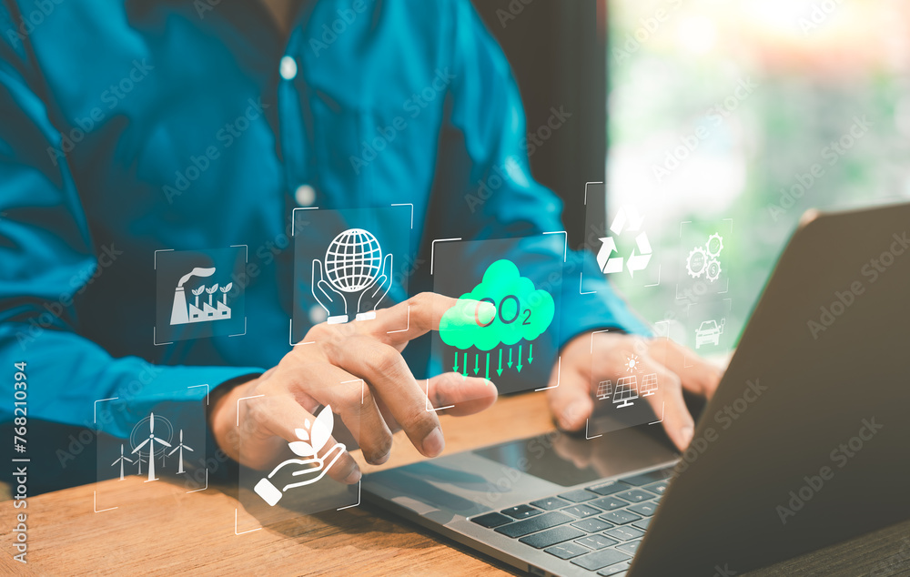 Sustainable Development and Carbon Footprint Analysis Concept. Carbon ...