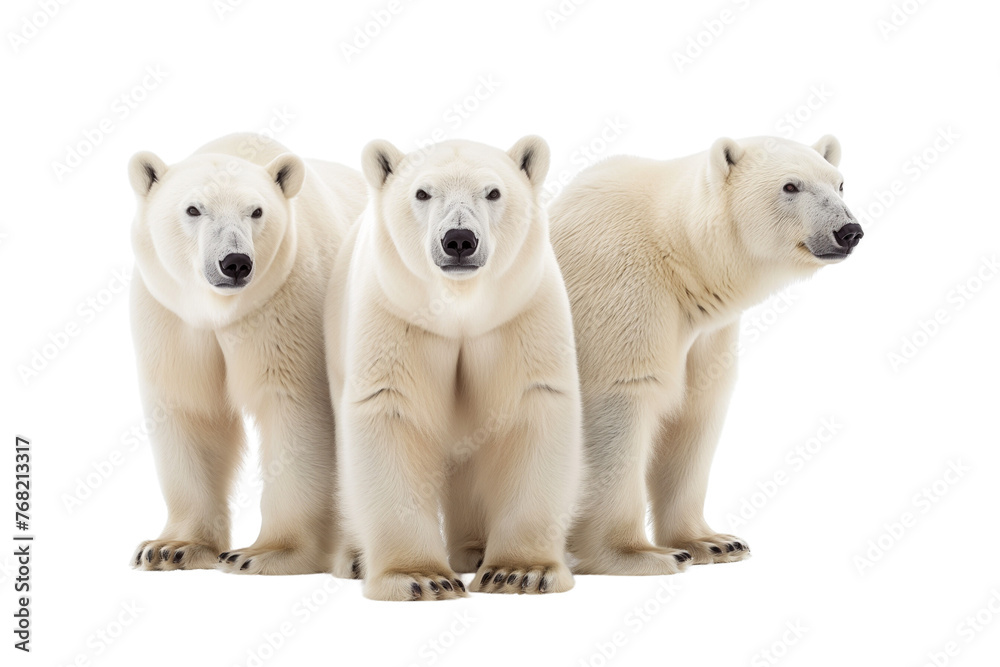 3 polar bears, isolated on transparent background, Generative AI Stock ...