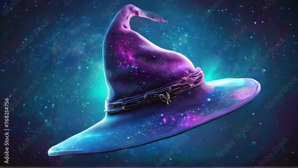 Cosmic witch hat with galaxy texture. Magical sorcerer hat in space ...