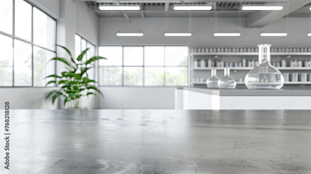 chemical lab table with glassware and reagents on tables. Ideal for ...