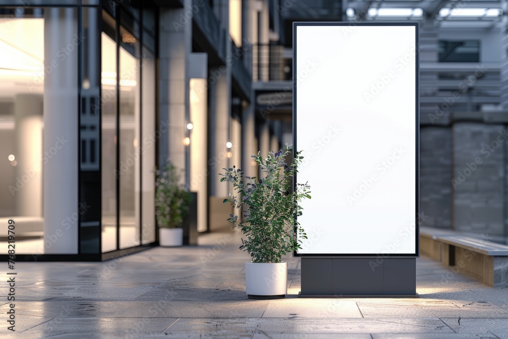 Blank White Pylon Banner Mockup - Outdoor Signage Display for Street ...