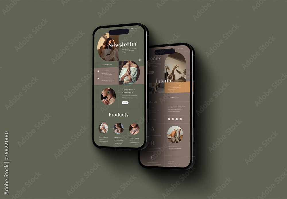 Overlapping Mobile Devices Screen Mockup With Generative ai Stock Template | Adobe Stock