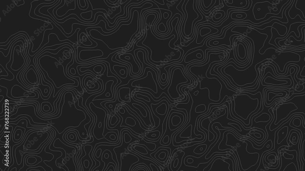 Grey outline topographic contour map abstract tech motion graphic ...
