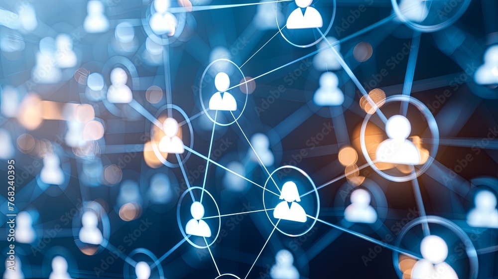 A large group of people connected by lines. Smart City. A graphic ...