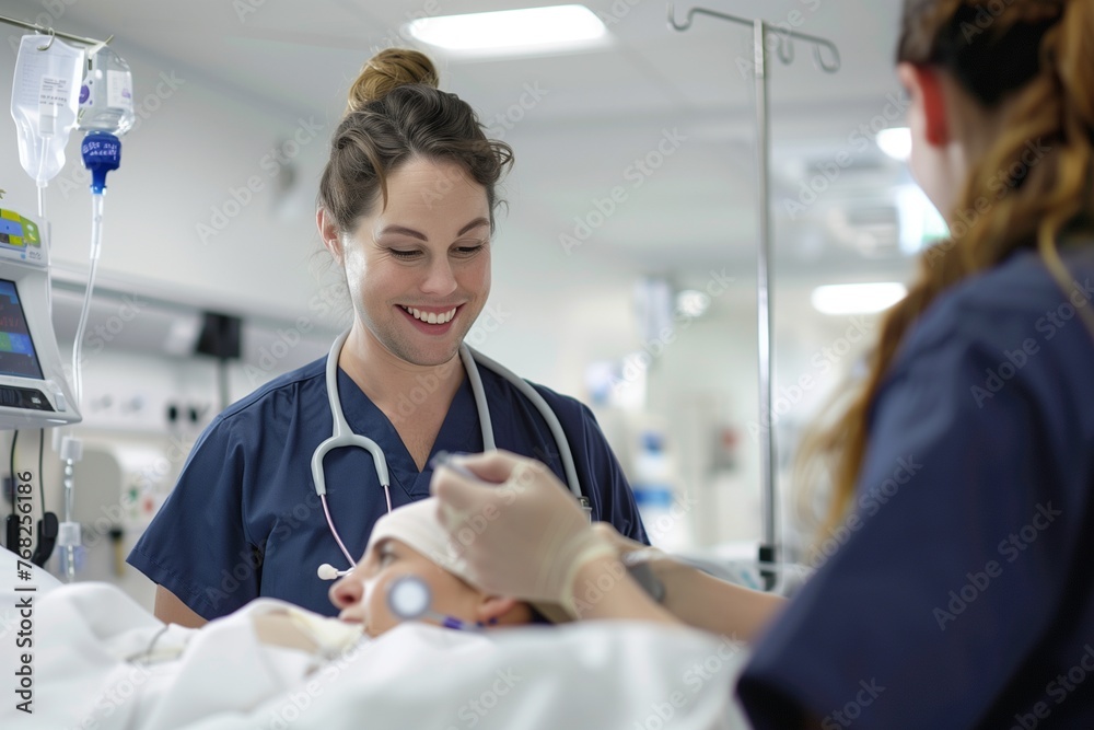 Health Day Compassion: Dedicated Nurse Providing Care to Patients in a ...