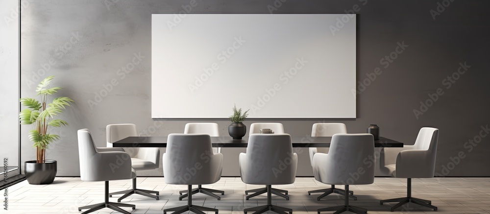 Inside the spacious conference room, there is a prominent table ...