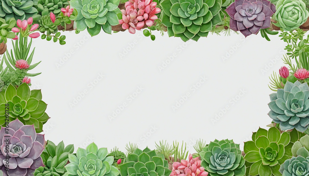 variety of succulent plants as a frame border, copyspace Stock ...