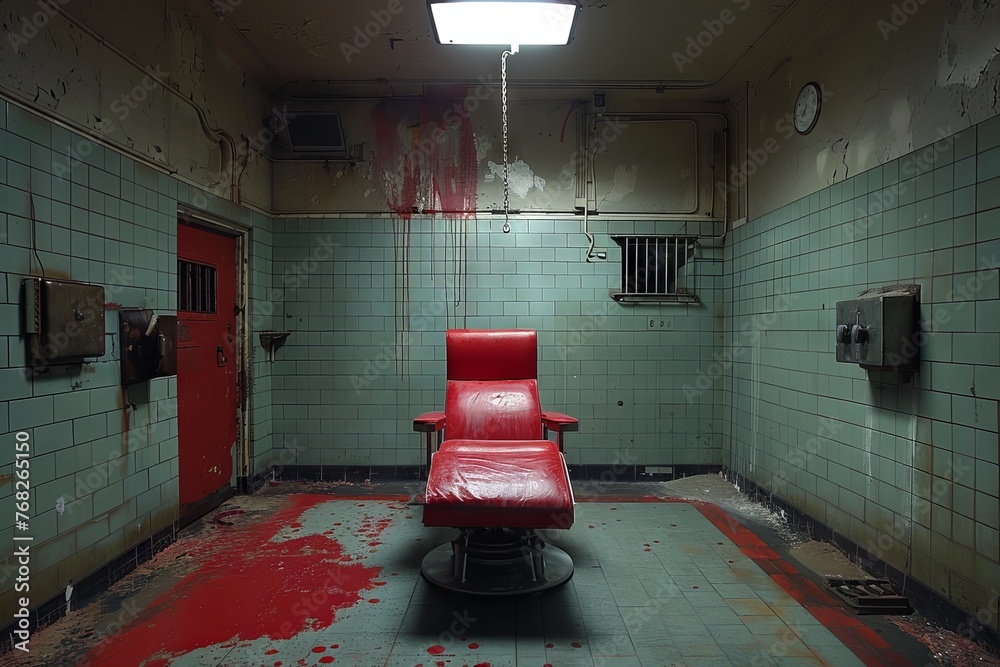 Illustration Of A Lethal Injection Chair In A Prison Concept Mystical