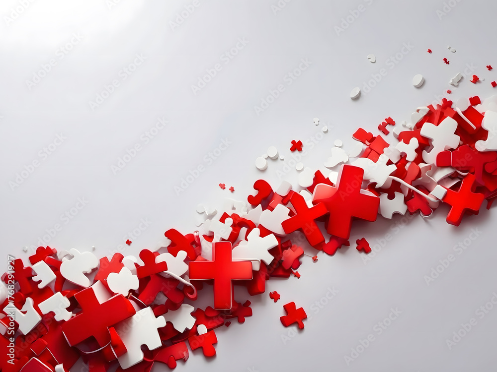 Vibrant red plus sign: Eye-catching healthcare banner design for your ...