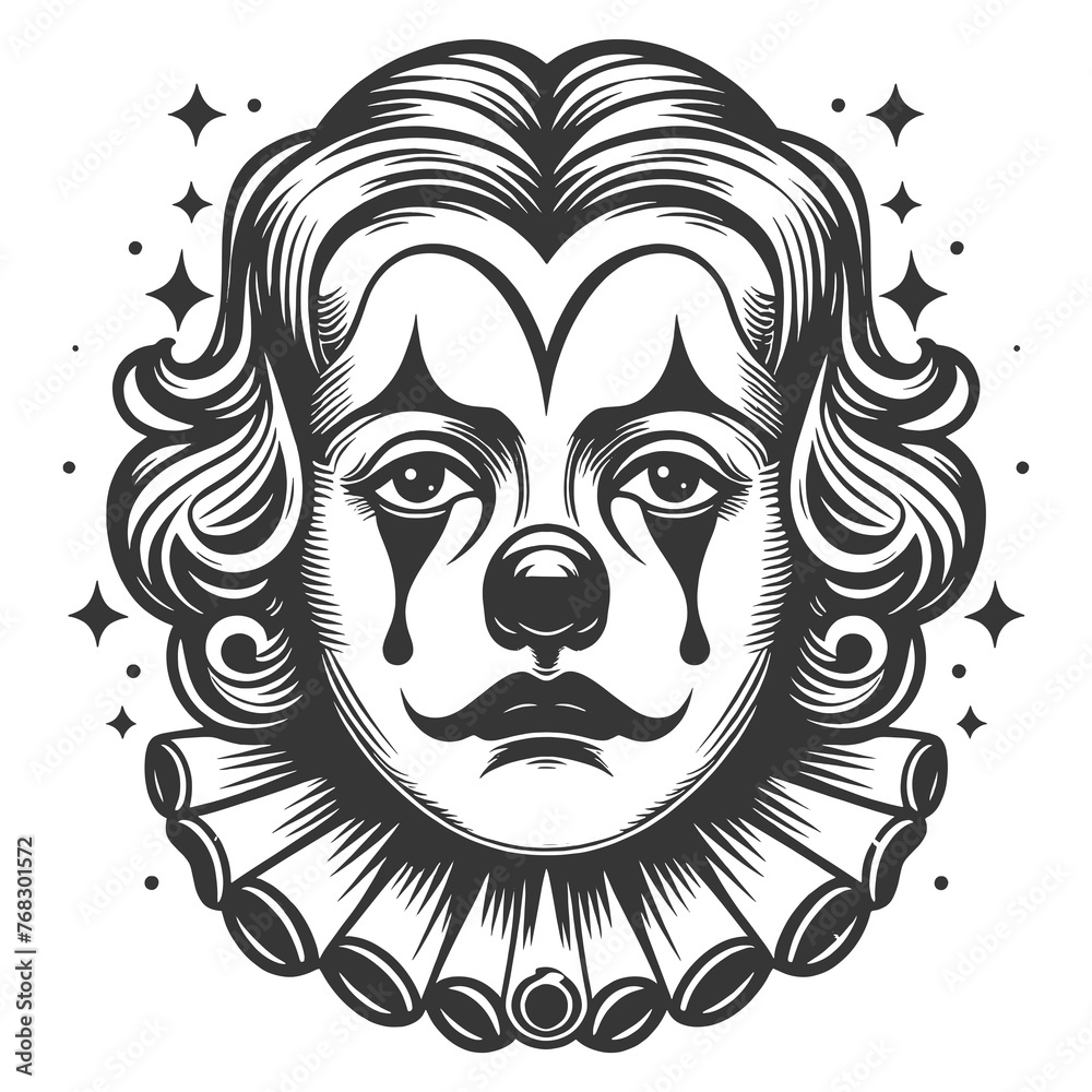 Face sad crying circus clown in makeup PNG illustration with ...