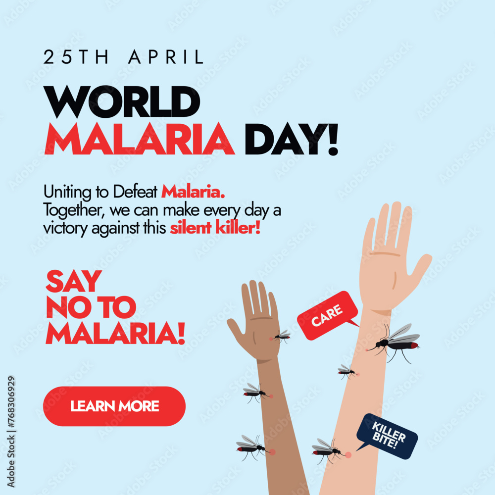 World Malaria day. 25th April World Malaria day celebration banner with ...
