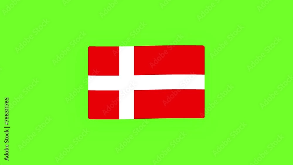 Denmark Flag isolated on Green Screen background. National Denmark Flag ...