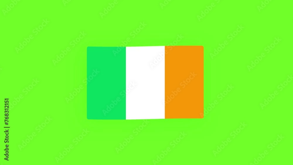 Ireland Flag isolated on Green Screen background. National Ireland Flag ...